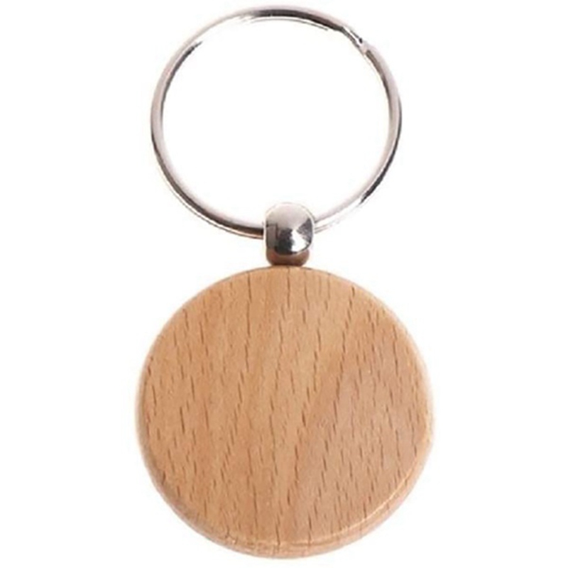 100Pcs Blank Round Wooden Key Chain Diy Wood Keychains Key Tags Can ...