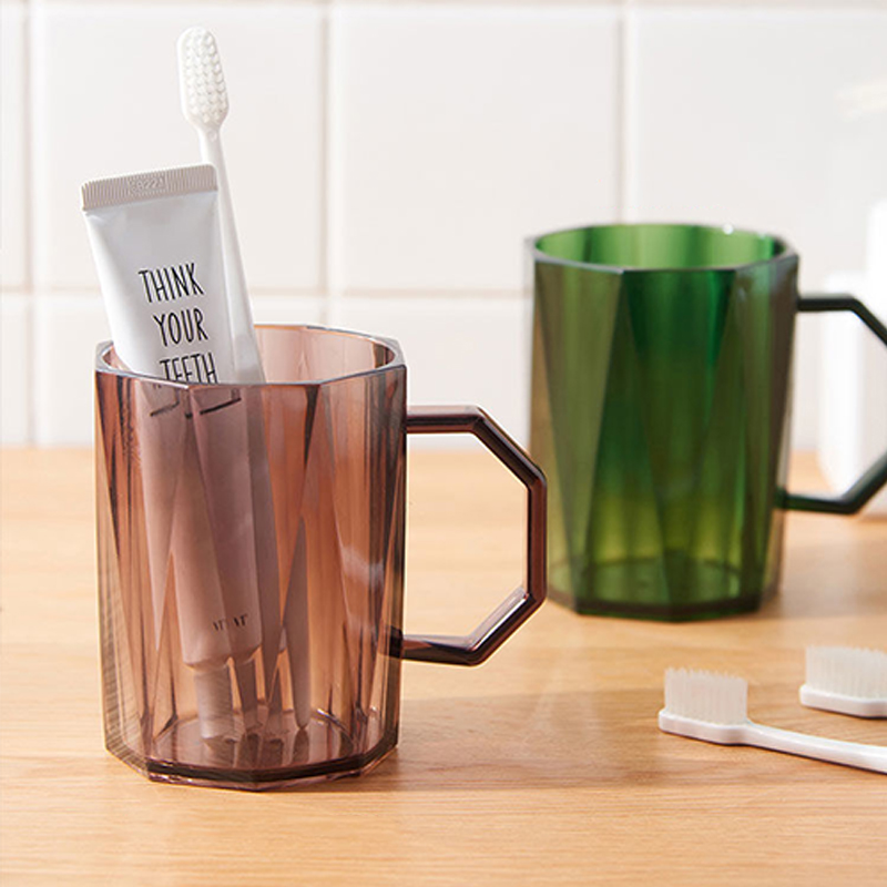 homeideal I013 แก้วน้ำมีหู แก้วน้ำใส แก้วตกไม่แตก แก้วน้ำพลาสติกใสทรงแปดเหลี่ยม - LED888 - ThaiPick