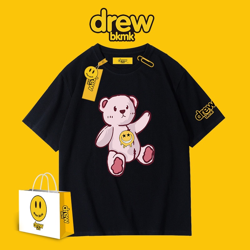 เสื้อยืดแขนสั้นพิมพ์ลายหมี Drew Bear แขนสั้นสไตล์ยุโรปและอเมริกัน ...