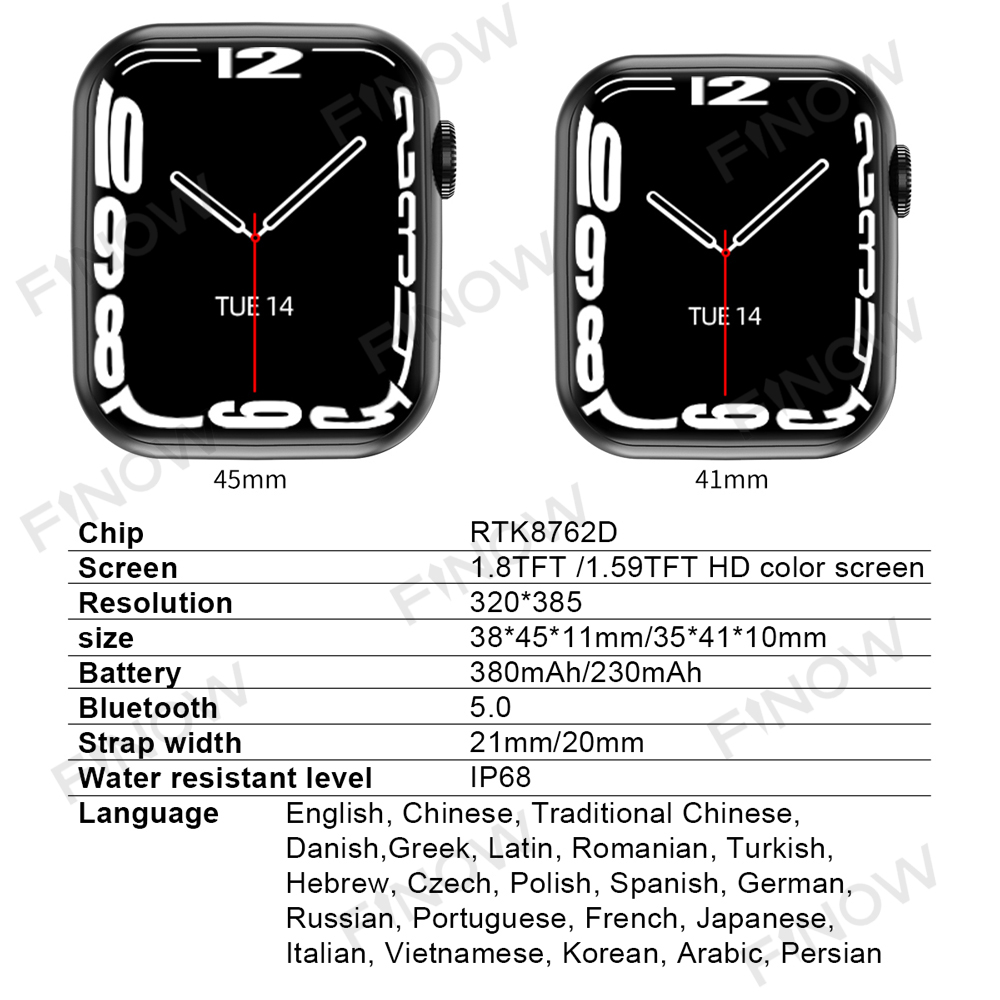Original Finow DT7 Pro Smartwatch 45mm Series 7 S7 Smart Watch Men 1.8 ...