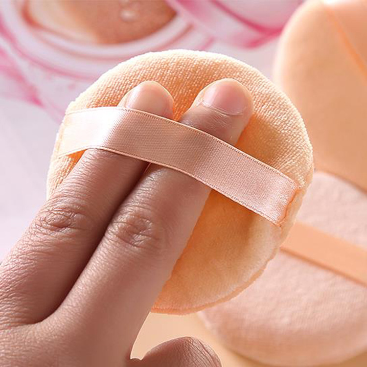 Flocking Dry Puff Loose Powder Powder Puff Pure Cotton Ribbon Makeup ...