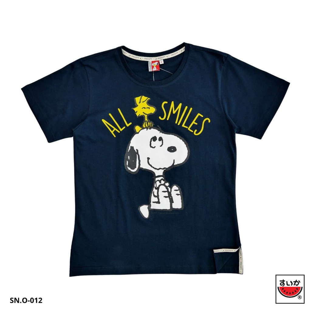 แตงโม (SUIKA) เสื้อยืดคอกลมแขนสั้น ลายลิขสิทธิ์ SNOOPY (SN.O-012) - SUIKA - ThaiPick