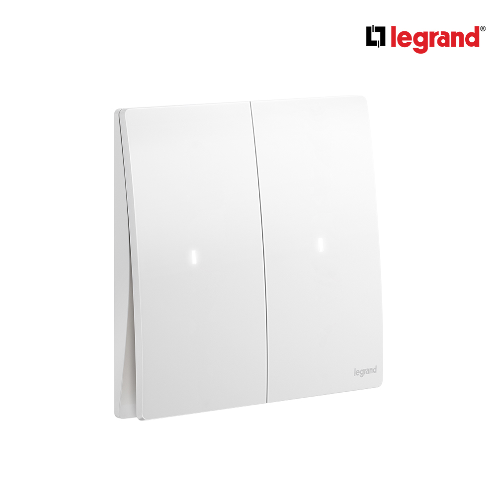 Legrand สวิตช์ทางเดียว 2ช่อง สีขาว มีไฟ LED 2G 1W 16AX Illuminated ...