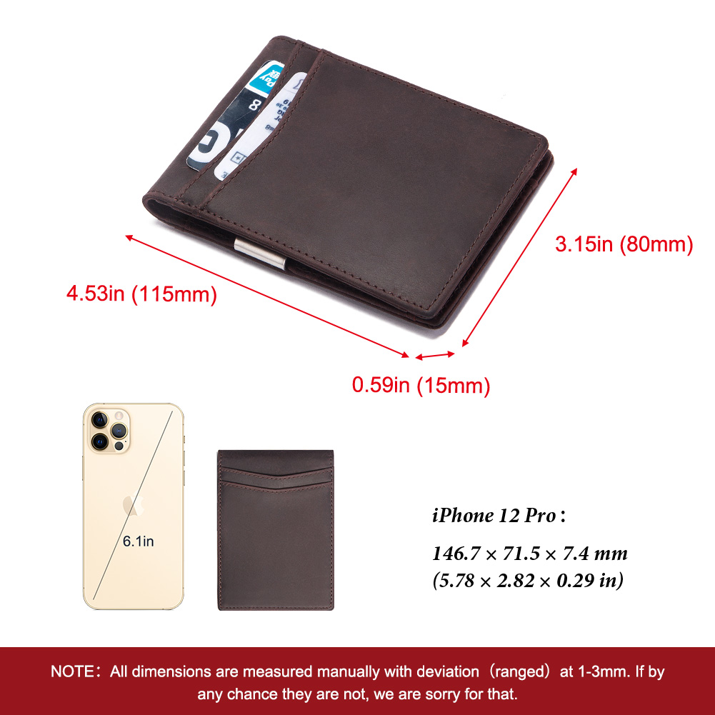 Fashion Solid Men's Thin Money Clip Genuine Leather Wallet With A Metal ...