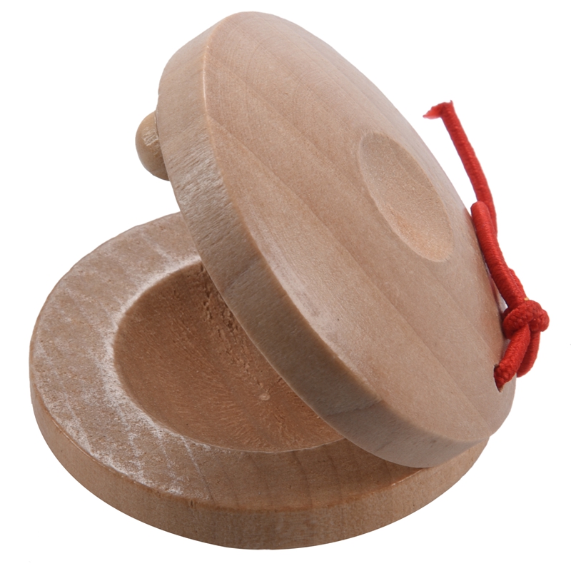 A pair of wooden flamenco musical instrument castanets of wood color ...