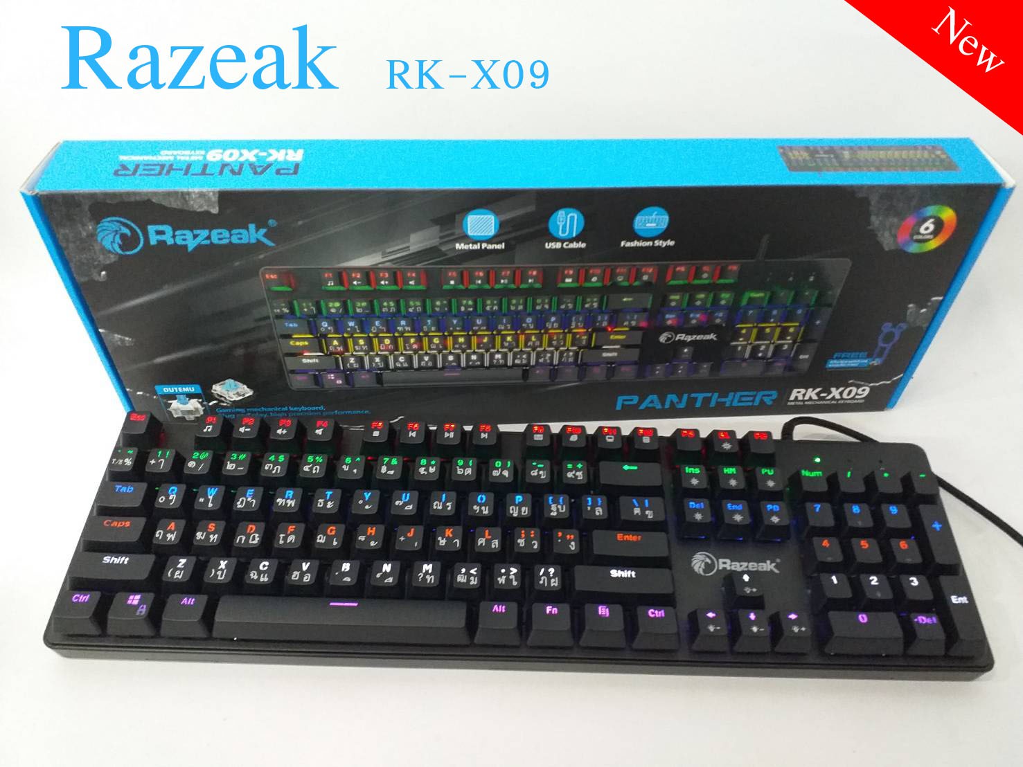 คีย์บอร์ดเล่นเกมส์ RAZEAK PANTHER RK-X09 บลูสวิตช์แท้กดเสียงดัง รับประกันสินค้า 1 ปี ...