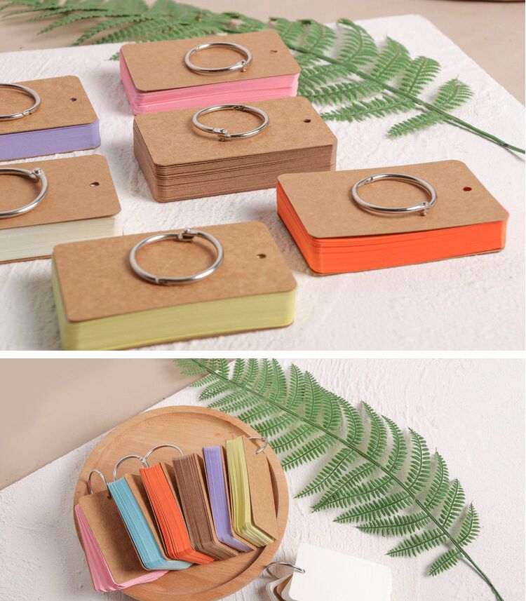 บัตรจดคำศัพท์แบบหลายสี Flash Card ขนาด 4x7 cm หนา 50 แผ่น พร้อมห่วงแกะ ...