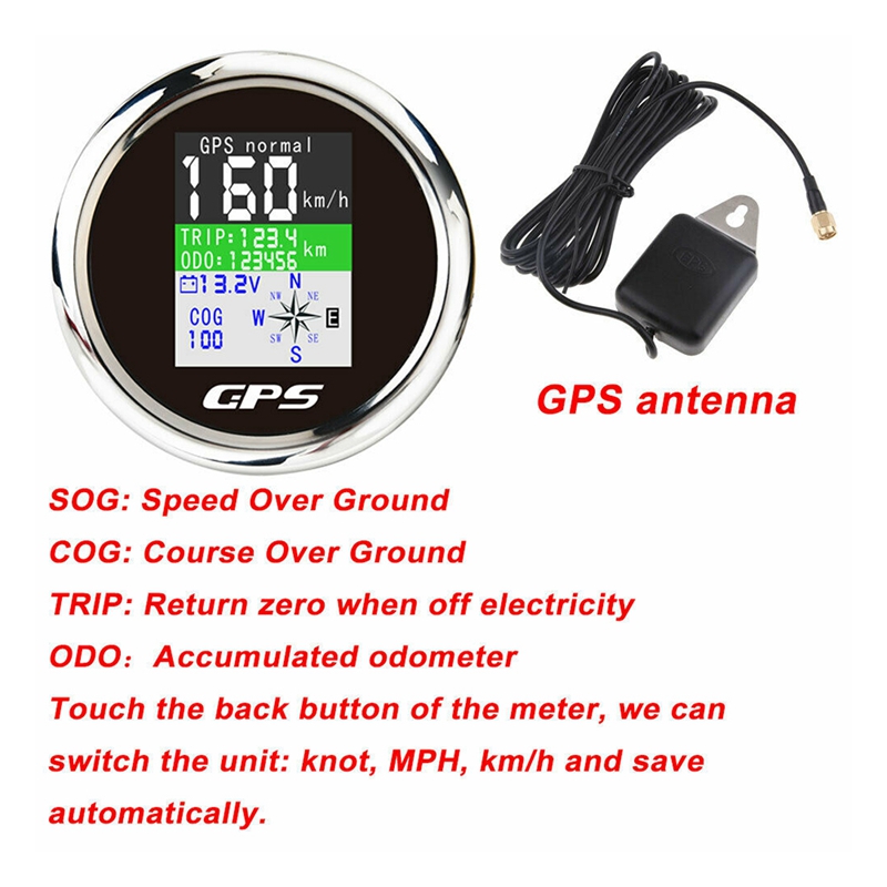 85mm Smart GPS Speedometer Waterproof TFT Screen Digital Tachometer ...