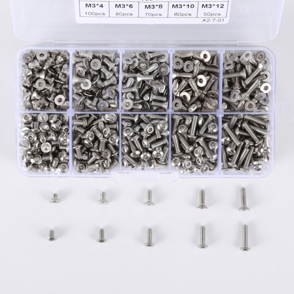 720PCS Stainless Steel Inox Hex Socket Flat Countersunk Head Cap Allen ...