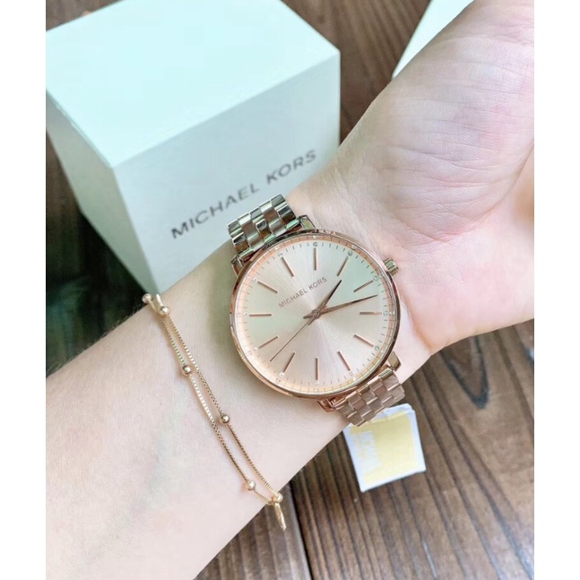 Michael Kors Rose Gold นาฬิกานาฬิกาแฟชั่นสตรีนาฬิกาสุภาพสตรีของแท้ ...