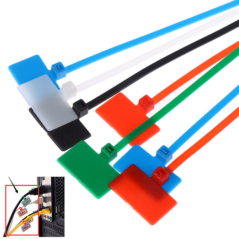Lia 100Pcs 4*150mm Nylon Cable Ties tag markers Cable Tag self-locking ...