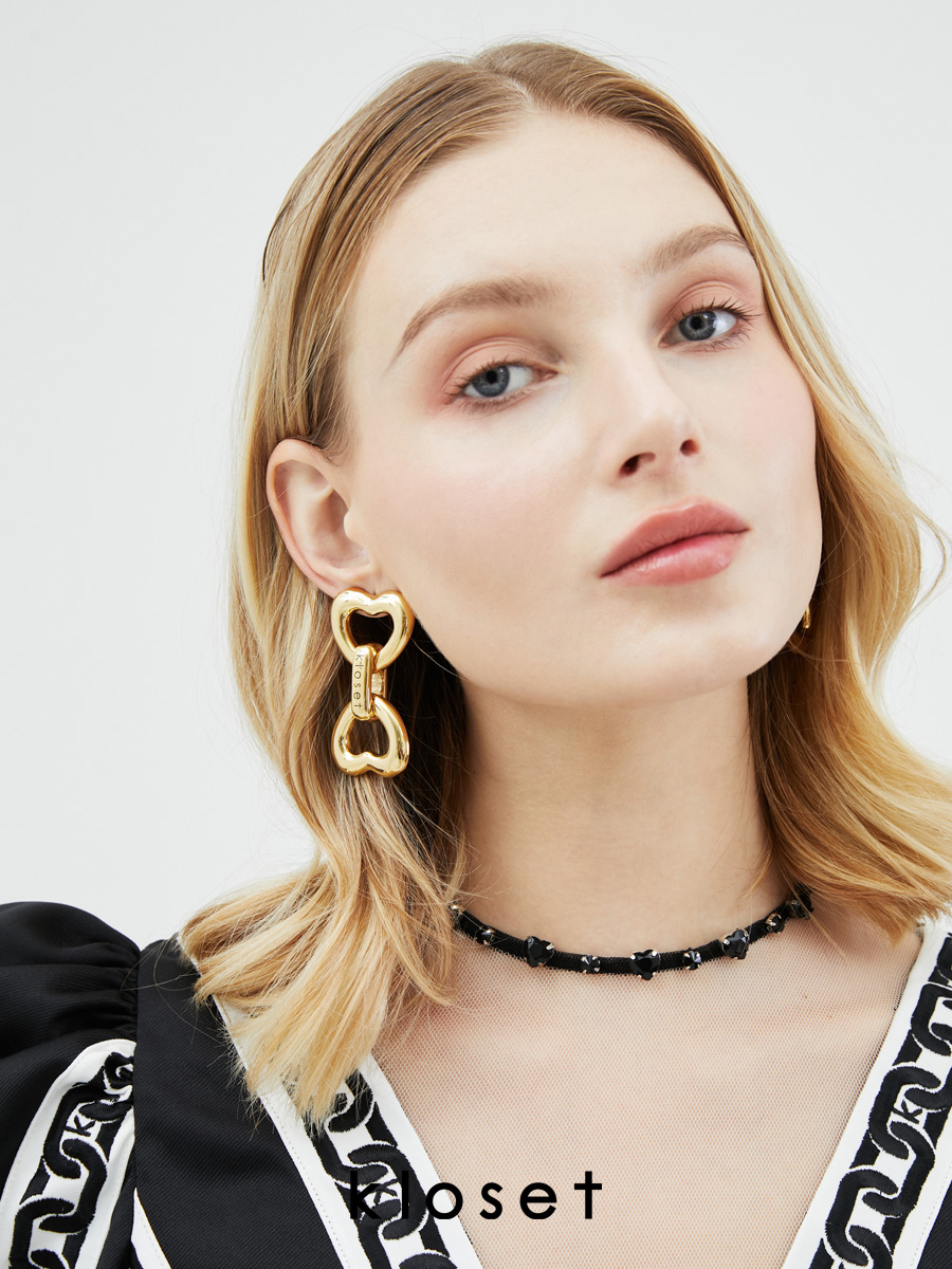 KLOSET Heart Stud Earrings (AW22-ACC003) ต่างหูหัวใจคู่ - Kloset - ThaiPick