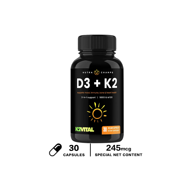 D3 พร้อมอาหารเสริม K2 MK7 | วิตามินดีและเคคอมเพล็กซ์ | 5000 IU วิตามิน ...