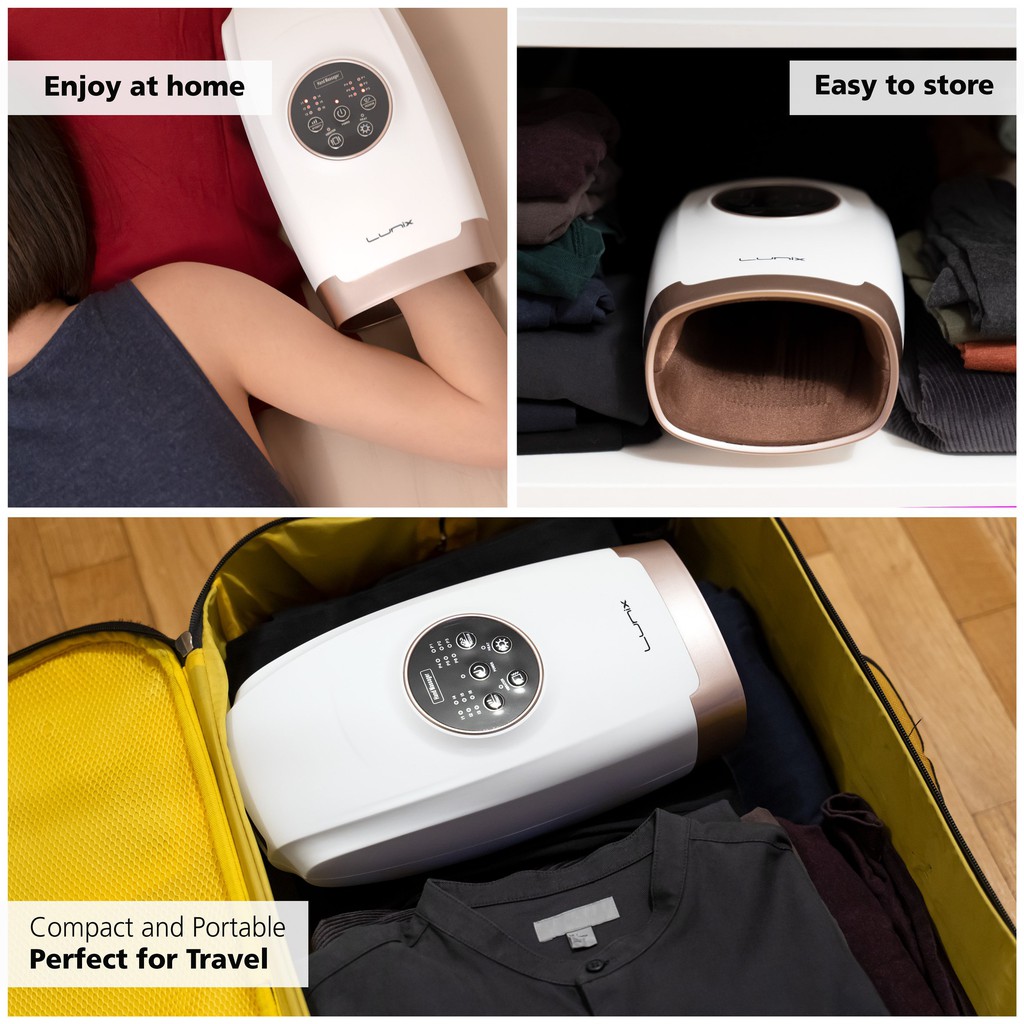 เครื่องนวดมือ ไฟฟ้า ไร้สาย Lunix® LX3 Cordless Electric Hand Massager with Compression, 6 Levels ...