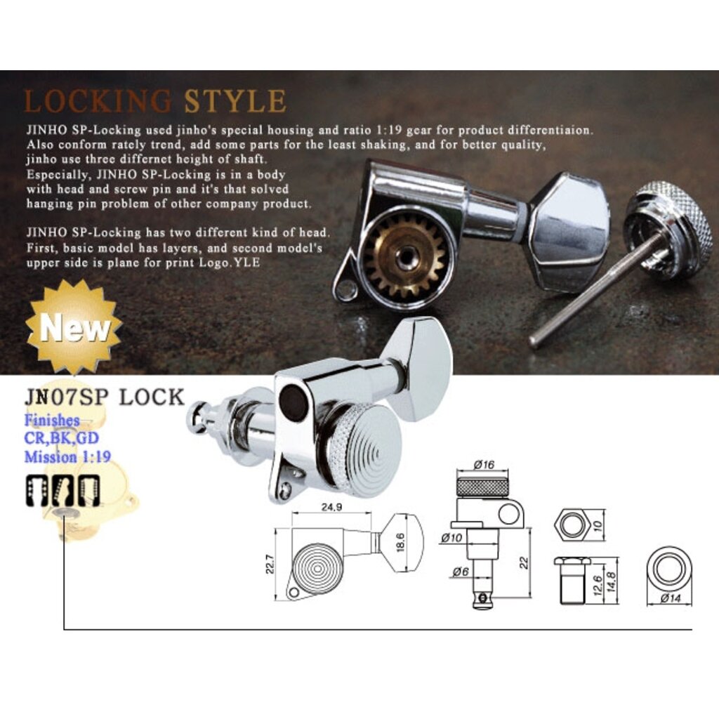 Love music!! (3+3ตัว) Fortis FD-Lock โครเมี่ยม อย่างดี ลูกบิดกีตาร์โปร่ง แบบเหล็กตัน ตัวล็อคสาย ...