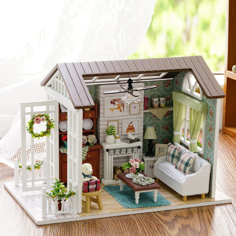 DIY Wooden Cottage Miniature House Kit Kids Gifts Toy Home Decoration ...