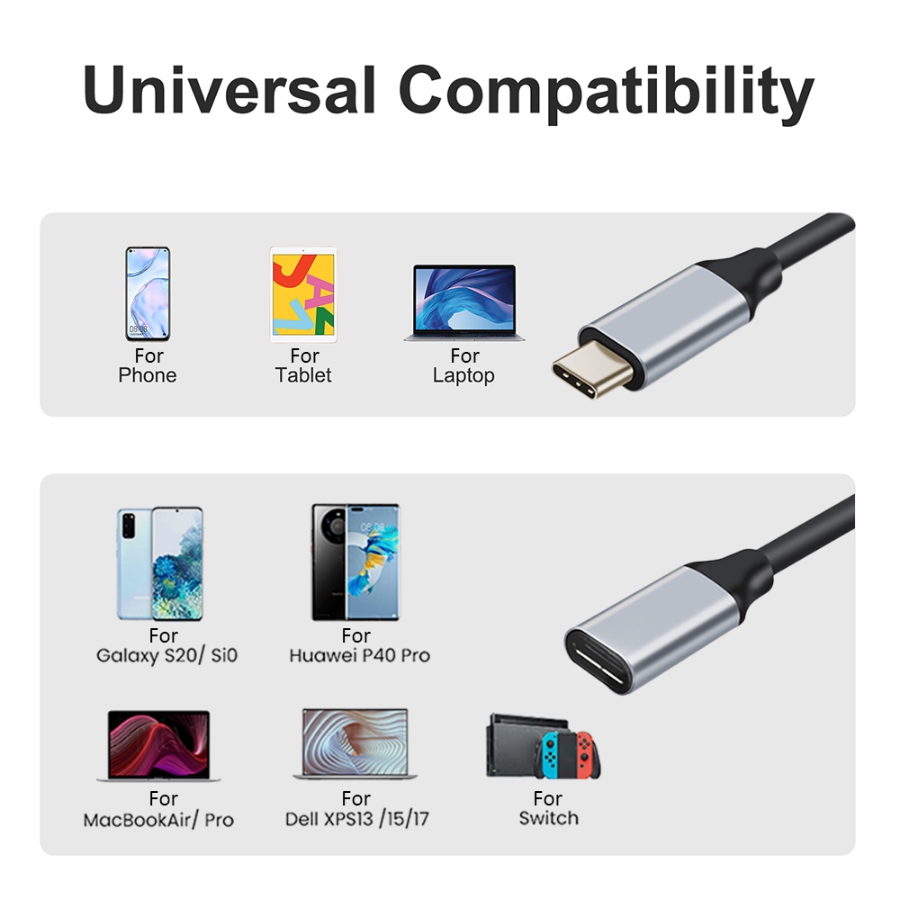 5A 100W Type C 10Gbps Gen2 USB 3.1 to USB-C Type-C Extension Data Quick ...