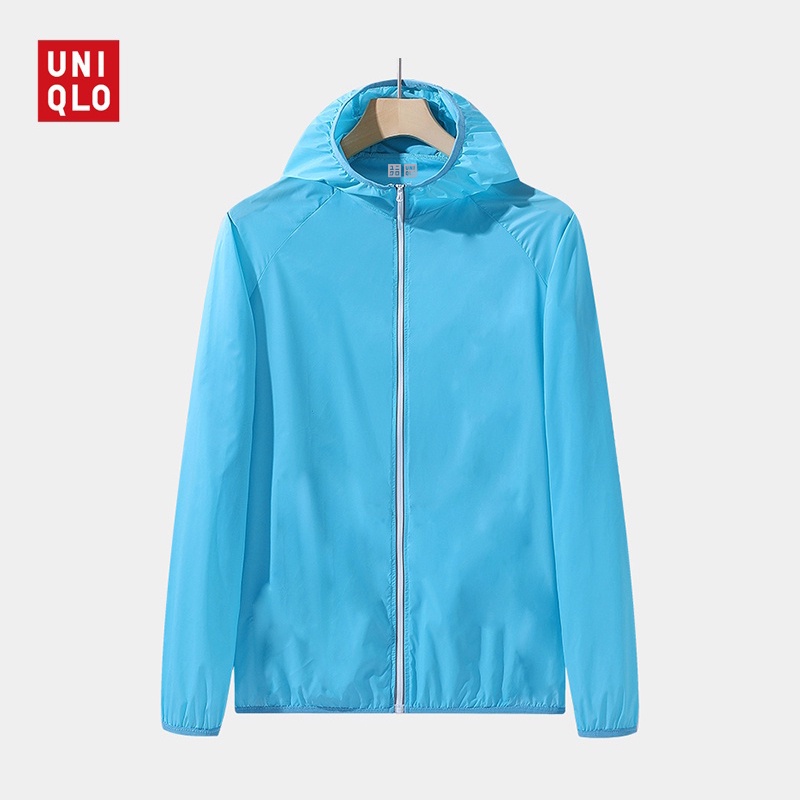 พร้อมสต็อก S-4XL Uniqlo เสื้อคลุมกันแดด เสื้อแจ็คเก็ตสตรีมีฮู้ดกันลมและกันแดด เสื้อกีฬาระบาย ...