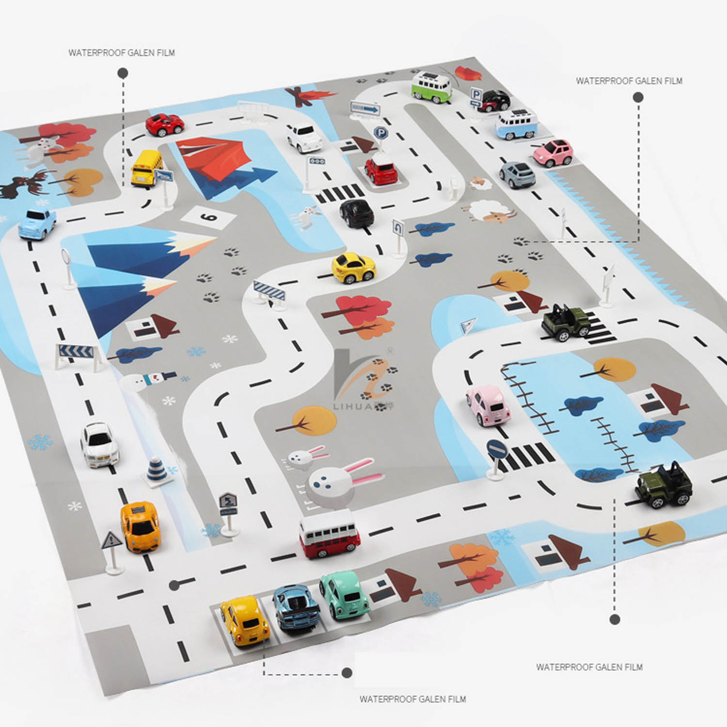 19pcs Kids City Road Playmat Taffic Car Highway Map Blanket City Scene ...
