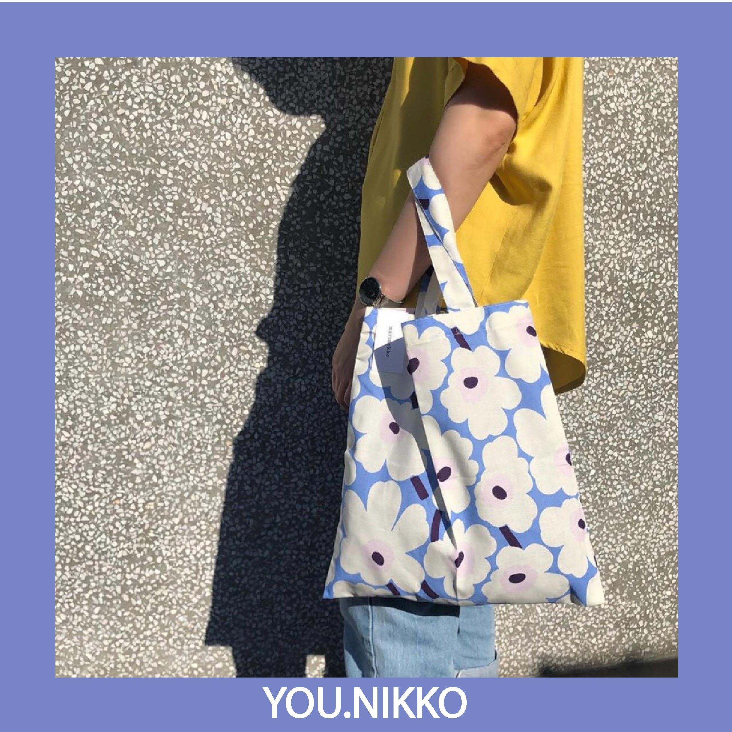 กระเป๋าผ้า Marimekko mini ของแท้ 100% - ดอกสีขาวพื้นฟ้า YOU.NIKKO มี ...