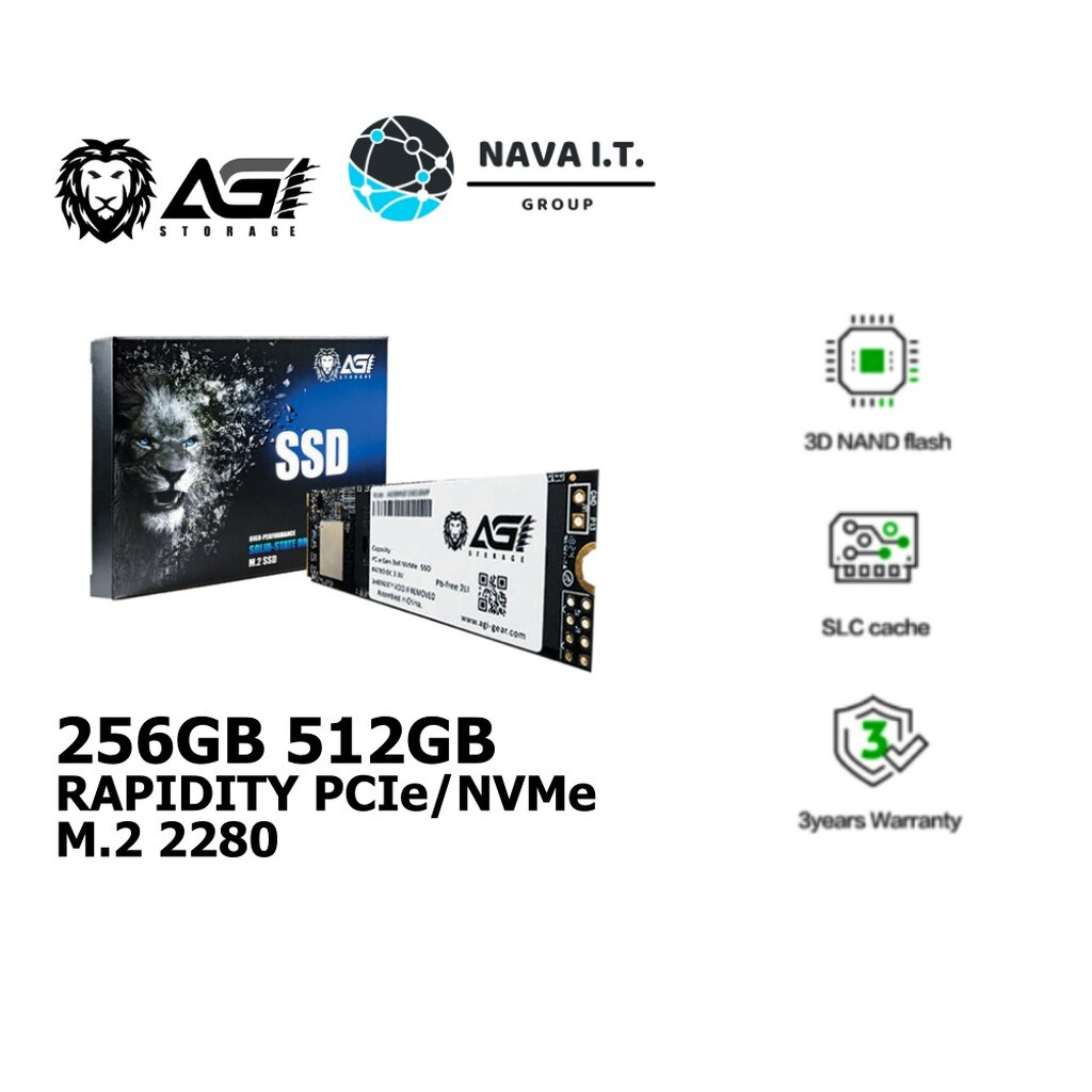 คุณภาพดี ️กรุงเทพฯด่วน1ชั่วโมง️ SSD (เอสเอสดี) AGI 256GB 512GB RAPIDITY PCIeNVMe M.2 2280 รับ ...