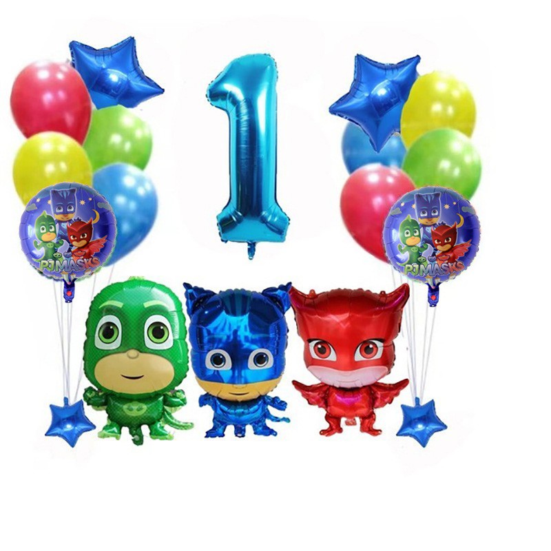 18pcsset Balloons Owlette Catboy Gecko 32inch Number Foil Balloon Happy ...