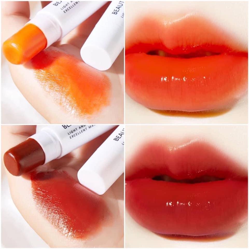 ลิปสติกเปลี่ยนสี ลิปบาล์มแคโรทีนสีพีชและเชอรี่ ลิป Beauty Heyxi แก้ปาก ...