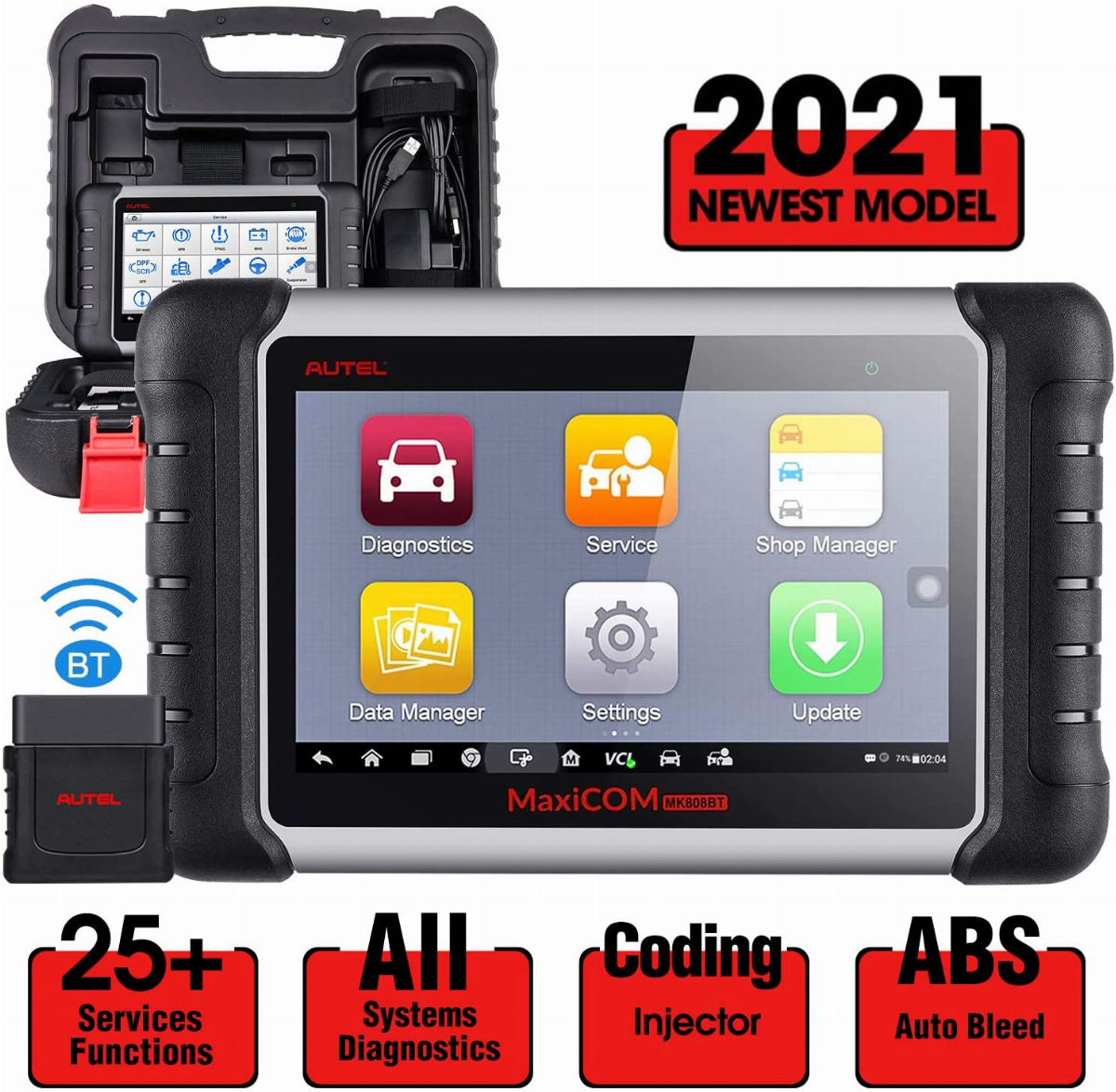 Autel MaxiCOM MK808BT 2021 Newest Diagnostic Scan Tool, 25 Reset ...