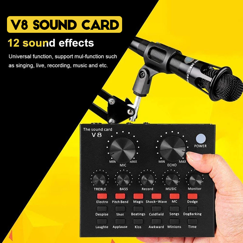 V8 Audio Live Sound Card for Phone Computer USB Headset Microphone ...