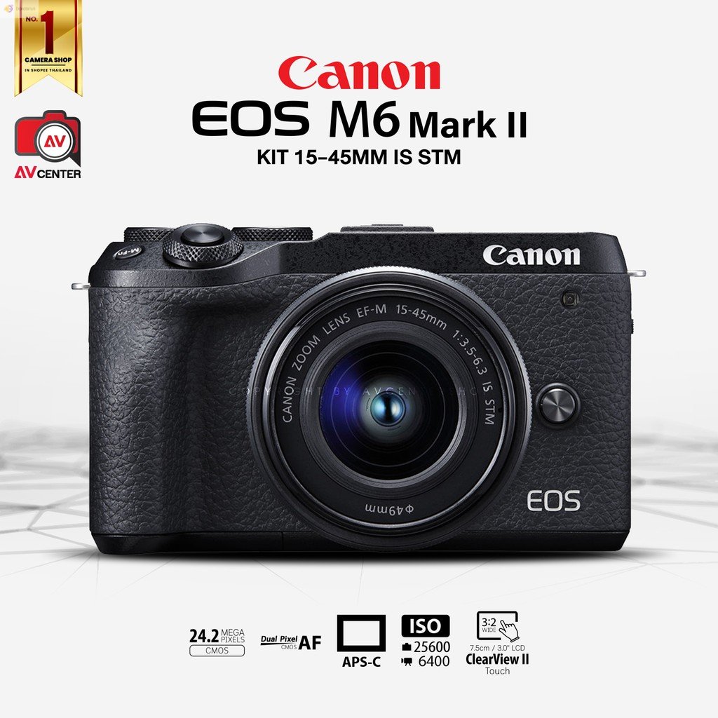ลด 50 (พร้อมส่ง)Canon Camera EOS M6 Mark II Kit 15-45 mm. รับประกัน 1 ...