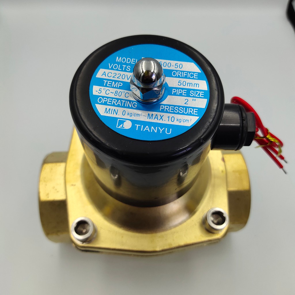 MODEL: 2W-500-50 SOLENOID VALVE โซลินอยด์วาล์วทองเหลือง ขนาด 2"(50mm) แบบปกติปิด NC DC24V ...