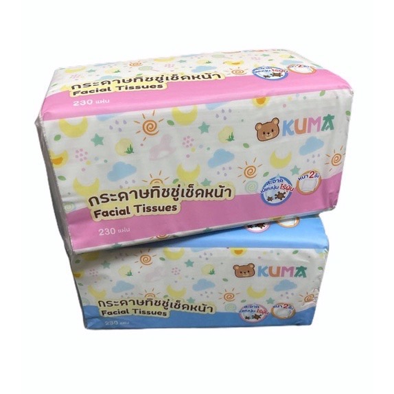 ทิชชู่ 1 KUMA Facial Tissue กระดาษทิชชู่เช็ดหน้า 230 แผ่น 4 ห่อ Kuma ...