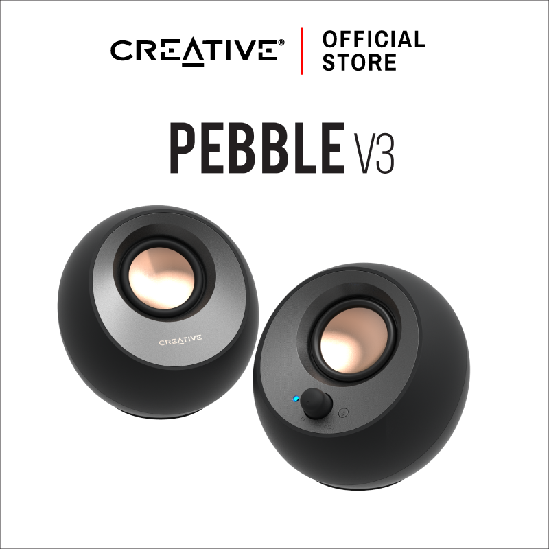 Creative Pebble V3 ( Black-สีดำ ) Bluetooth 5.0 Speaker ลำโพงสไตล์มินิมอล รองรับ USB-C ลำโพงบ ...