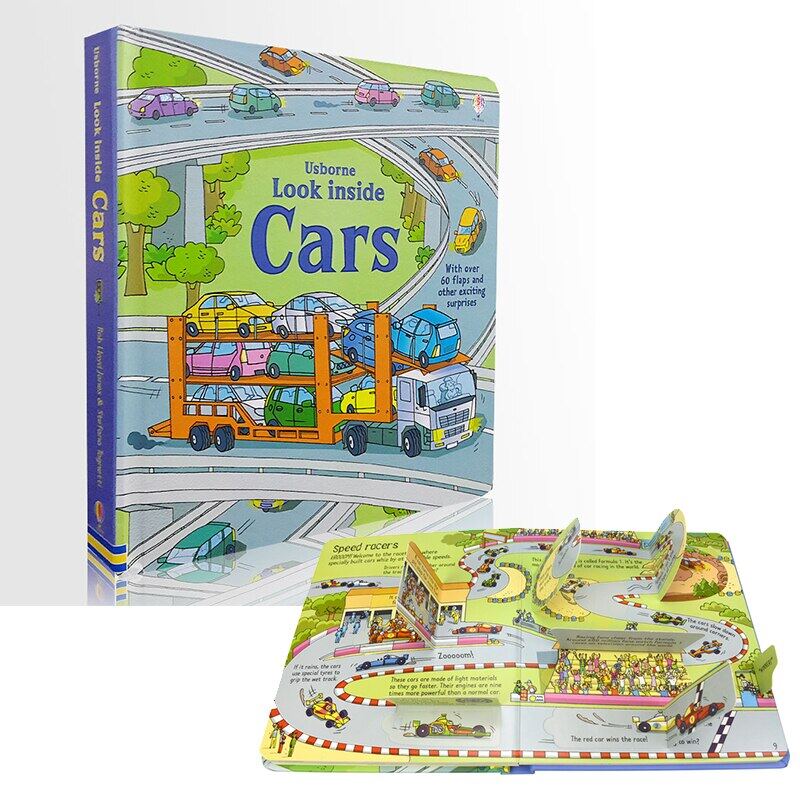 หนังสือเด็ก Usborne หนังสือ Look Inside Cars Children Activity Book ...