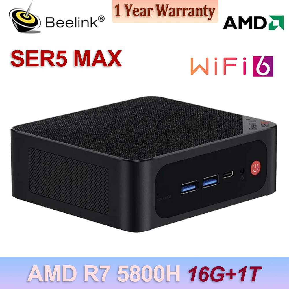 Beelink SER5 MAX MINI PC AMD Ryzen 7 5800H Mini PC Win 11 Pro DDR4 NVME ...
