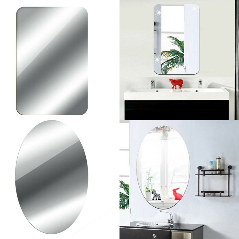 2X Mirror Wall Sticker Rectangle Self Adhesive Room Decor High Quality ...