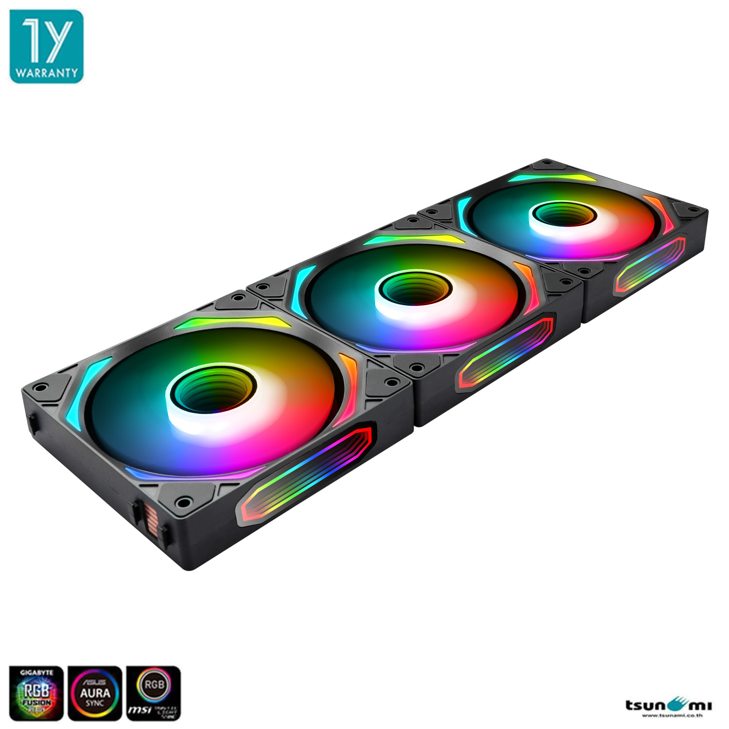 พัดลมระบายความร้อน (3อันแพ็ค) Tsunami Blockfan Zero-I ARGB Modular ...