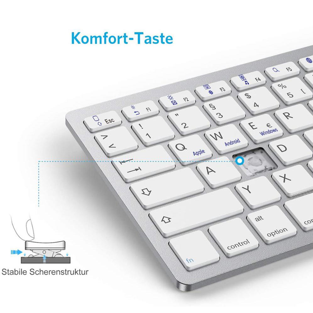 German QWERTZ Layout Bluetooth Keyboard Mouse Combo Wireless Bluetooth ...