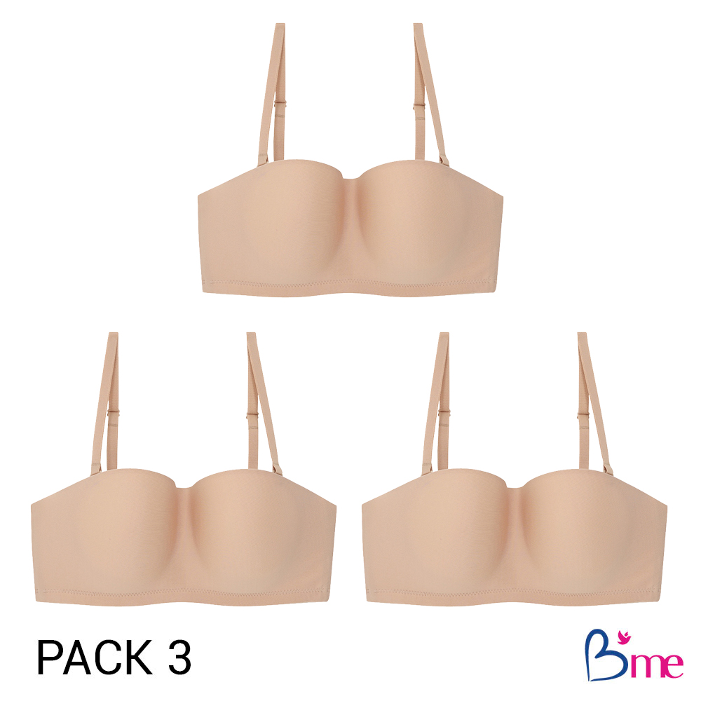 Bme เสื้อชั้นในไร้โครงถอดสายได้ รุ่น ME1C19 (Eco Fashion) สีดำ สีนู้ด สีส้มแซลมอน (แพ็ก3) (รุ่น ...