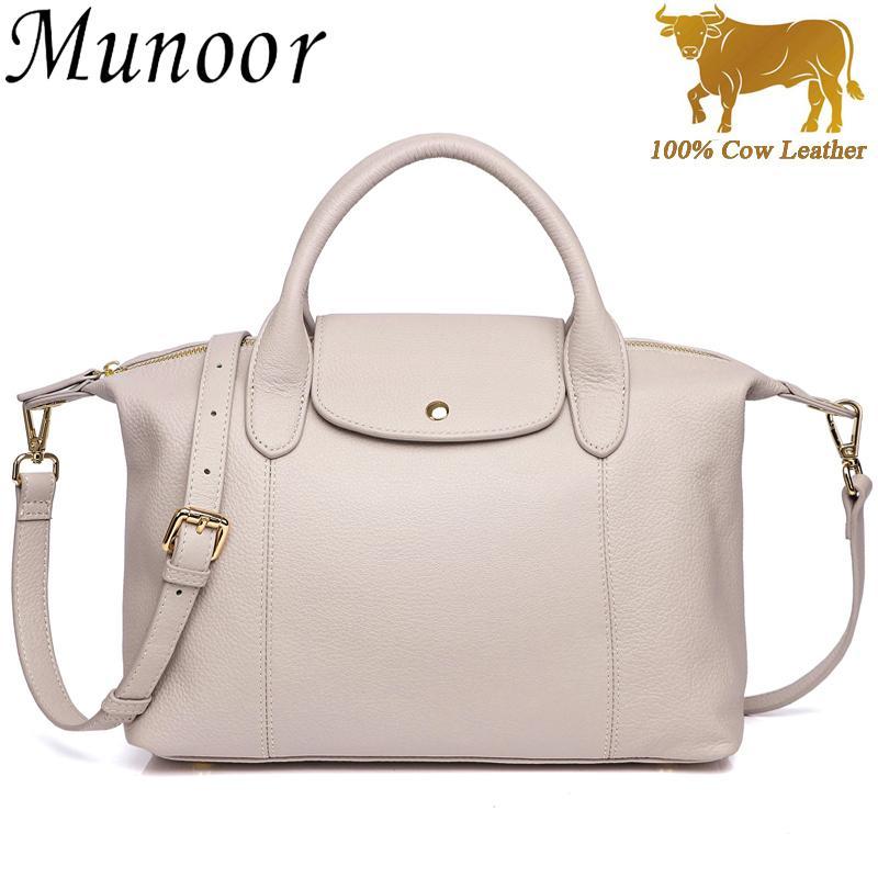 Munoor อิตาลีนำเข้า 100% หนังวัวแท้ผู้หญิงกระเป๋าสะพายกระเป๋าถือแบบสบาย ...