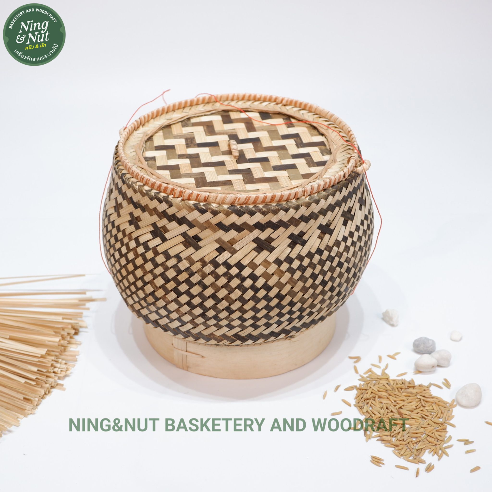 กระติ๊บข้าวเหนียวไม้ไผ่สานรูปทรงโอ่ง สานขึ้นลายขาวดำ ขนาดใหญ่จุได้เยอะ [COD] | Lazada.co.th