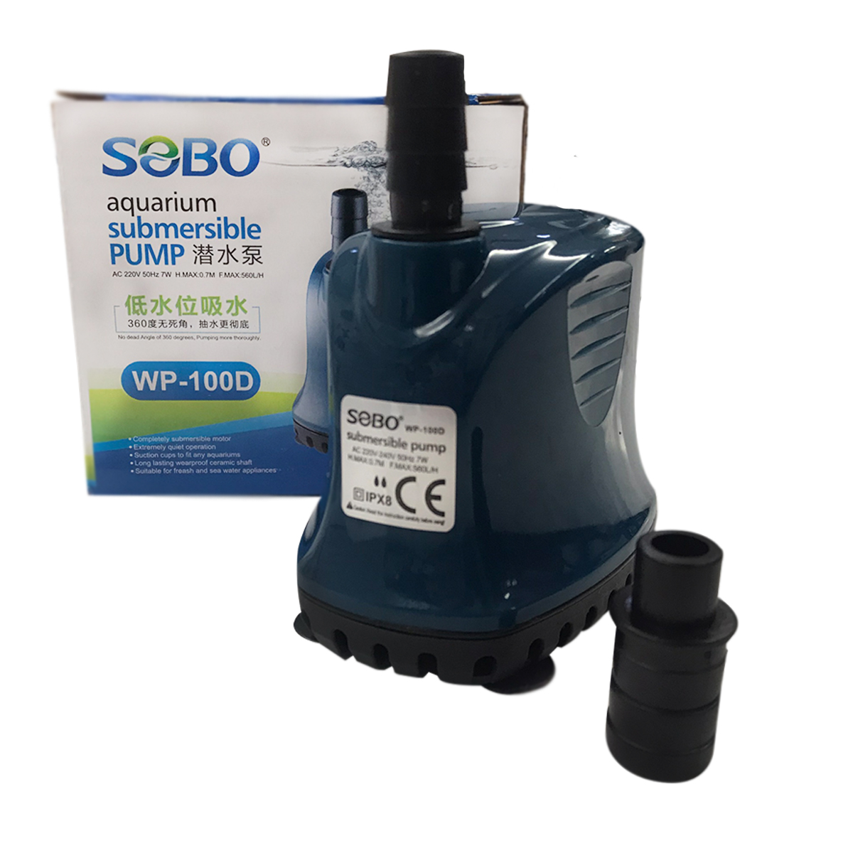 SOBO WP-100D ปั๊มน้ำตู้ปลา บ่อปลา กำลังไฟ 7w 560ลิตร/1ช.ม. WP100D ปั้ม ...