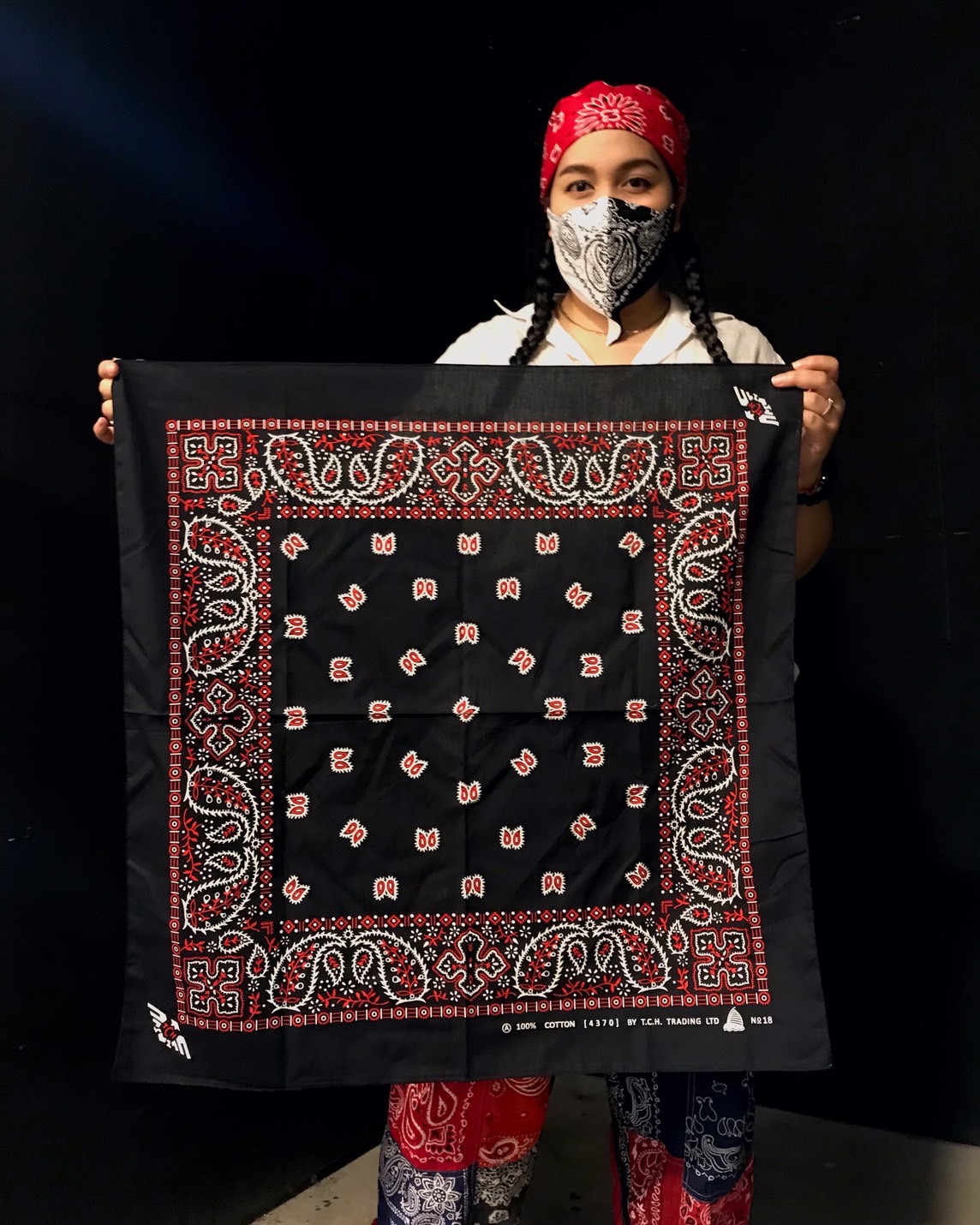 ผ้าลายลูกน้ำผืนใหญ่ ผ้าโพกหัว ผ้าพันคอ ผ้าเช็ดหน้า 70x70 cm. (Bandana ...