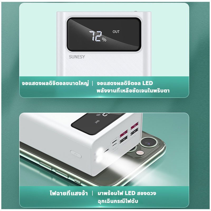 SUNESY พาวเวอแบงค์แท้50000mah พาวเวอร์แบงค์ พาเวอร์แบงค์ 22.5w ความจุใ ...