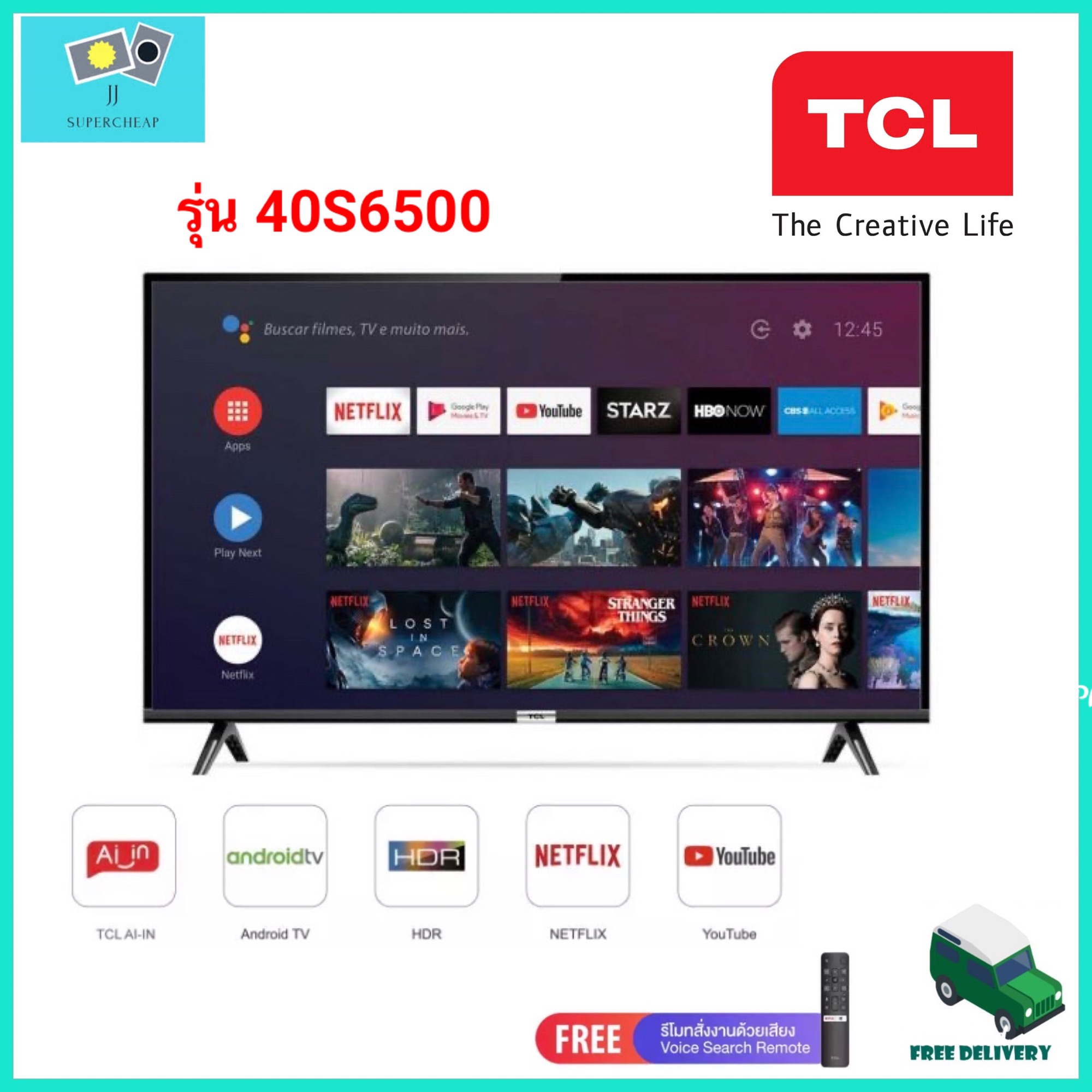 TCL SMART TV Android TV Full HD 40 นิ้ว รุ่น 40S6500 พร้อม magic remote ...