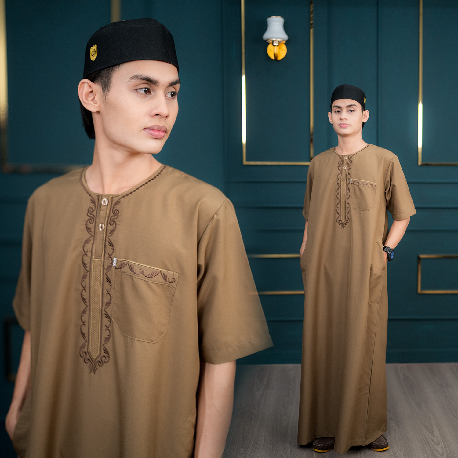 โต๊ปผู้ใหญ่แขนสั้น ทรงคอกลม ปักลาย สไตล์ซาอุดี ชุดแฟชั่นวัยรุ่นมุสลิม ...