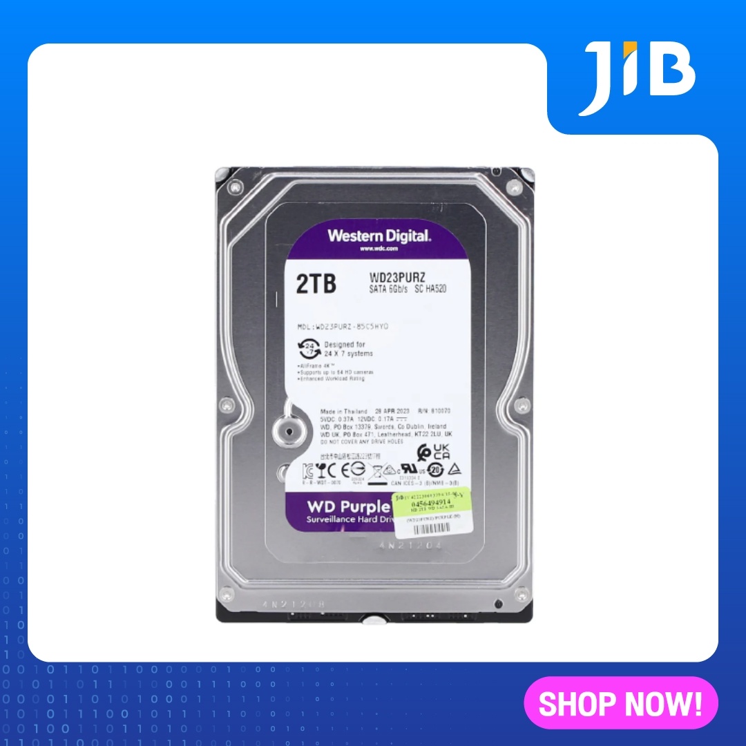 2 TB 3.5 HDD (ฮาร์ดดิสก์ 3.5) WD PURPLE - SATA3 (WD23PURZ) - JIB Computer Group - ThaiPick