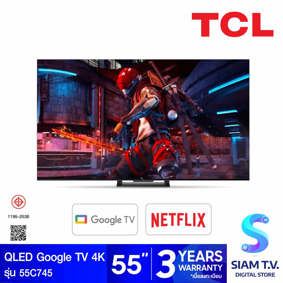 TCL QLED TV Google TV 4K 144Hz รุ่น 55C745 QLED Gaming TV 144Hz ขนาด ...