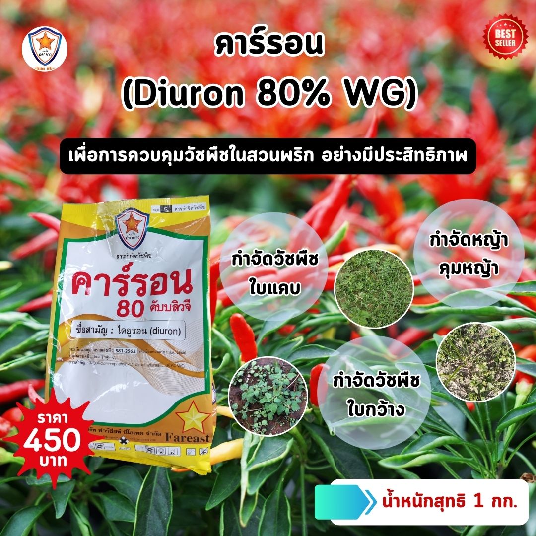 คุมวัชพืชด้วยคาร์รอน (Diuron 80% WG) ในสวนพริก | Lazada.co.th