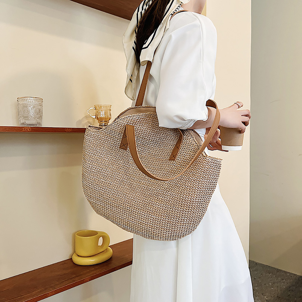 Handmade Woven Shoulder Bag Boho Summer Vacation Tote Straw Beach ...